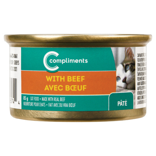 Wet Cat Food Pate Beef 85 g | Compliments.ca