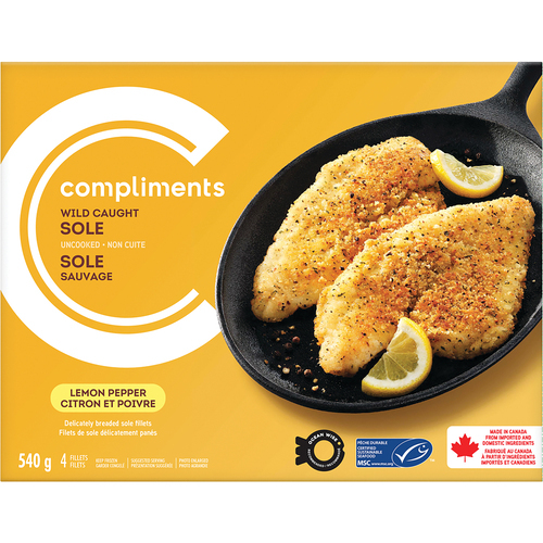 Wild Caught Sole Fillets Lemon Pepper 540 g | Compliments.ca