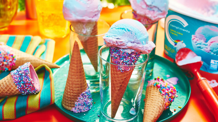 3 ways with Compliments Unicorn Twirl Ice Cream | Compliments.ca