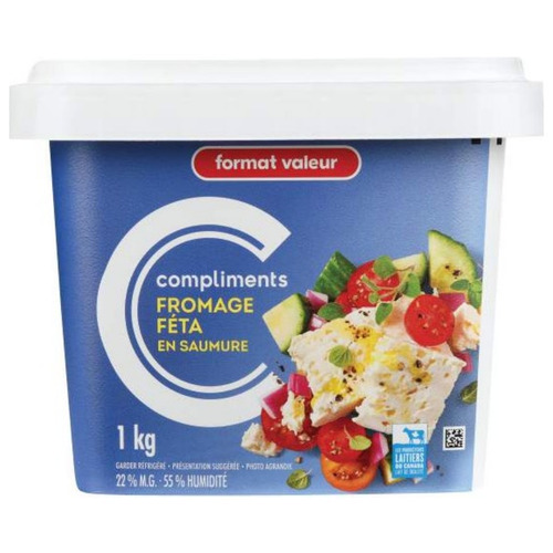 Fromage Feta Cheese 1 kg | Compliments.ca