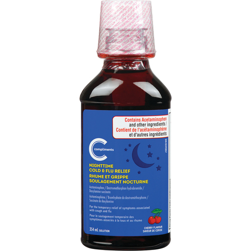 Night Cold Flu Relief Cherry 354 ml | Compliments.ca