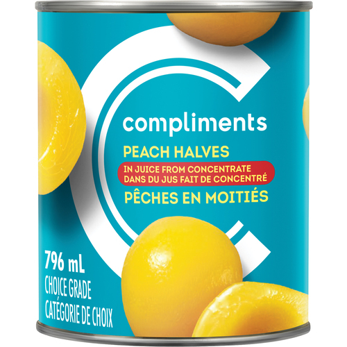 Peach Halves In Juice From Concentrate 796 ml | Compliments.ca