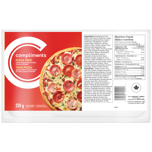 Pizza Trio Pepperoni Ham Salami 250 g | Compliments.ca